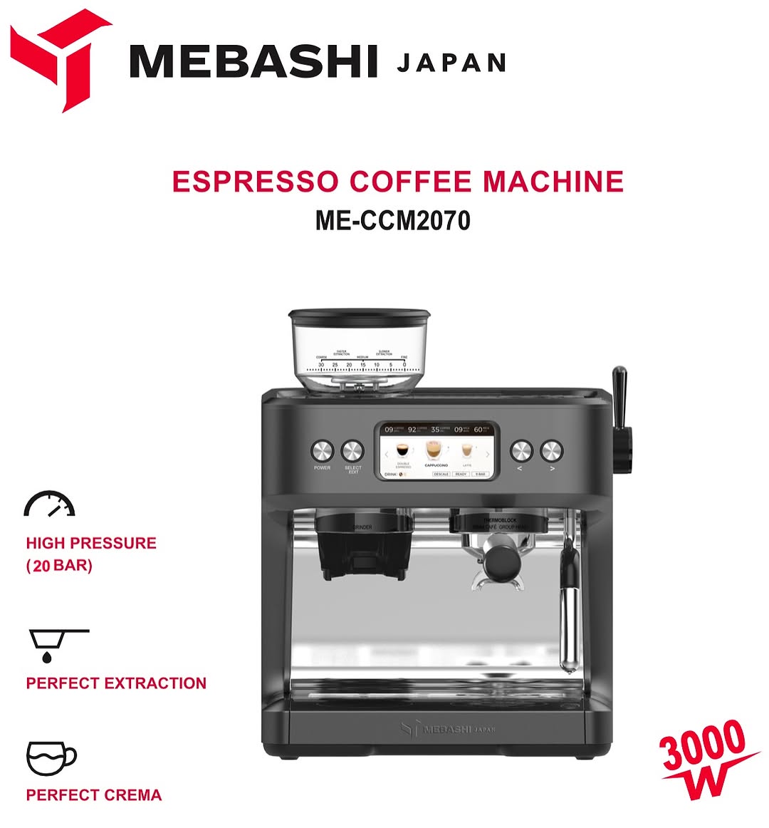 اسپرسوساز نیمه صنعتی مباشی مدل ME-CCM 2070 مشکی (نمایندگی مباشی 12 مهر )